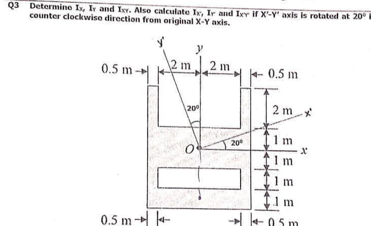 Q3 Determine Ix, Iy and Ixy. Also calculate | StudyX