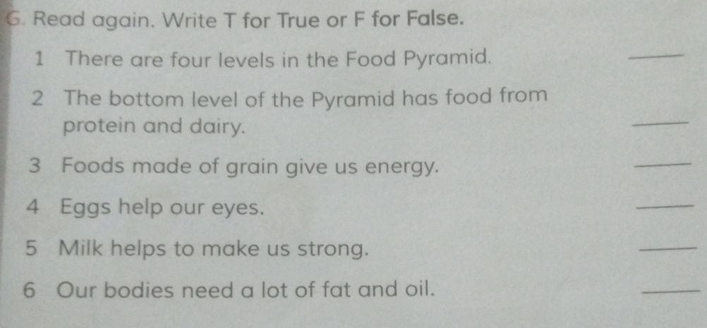 G. Read again. Write T for True or F for | StudyX