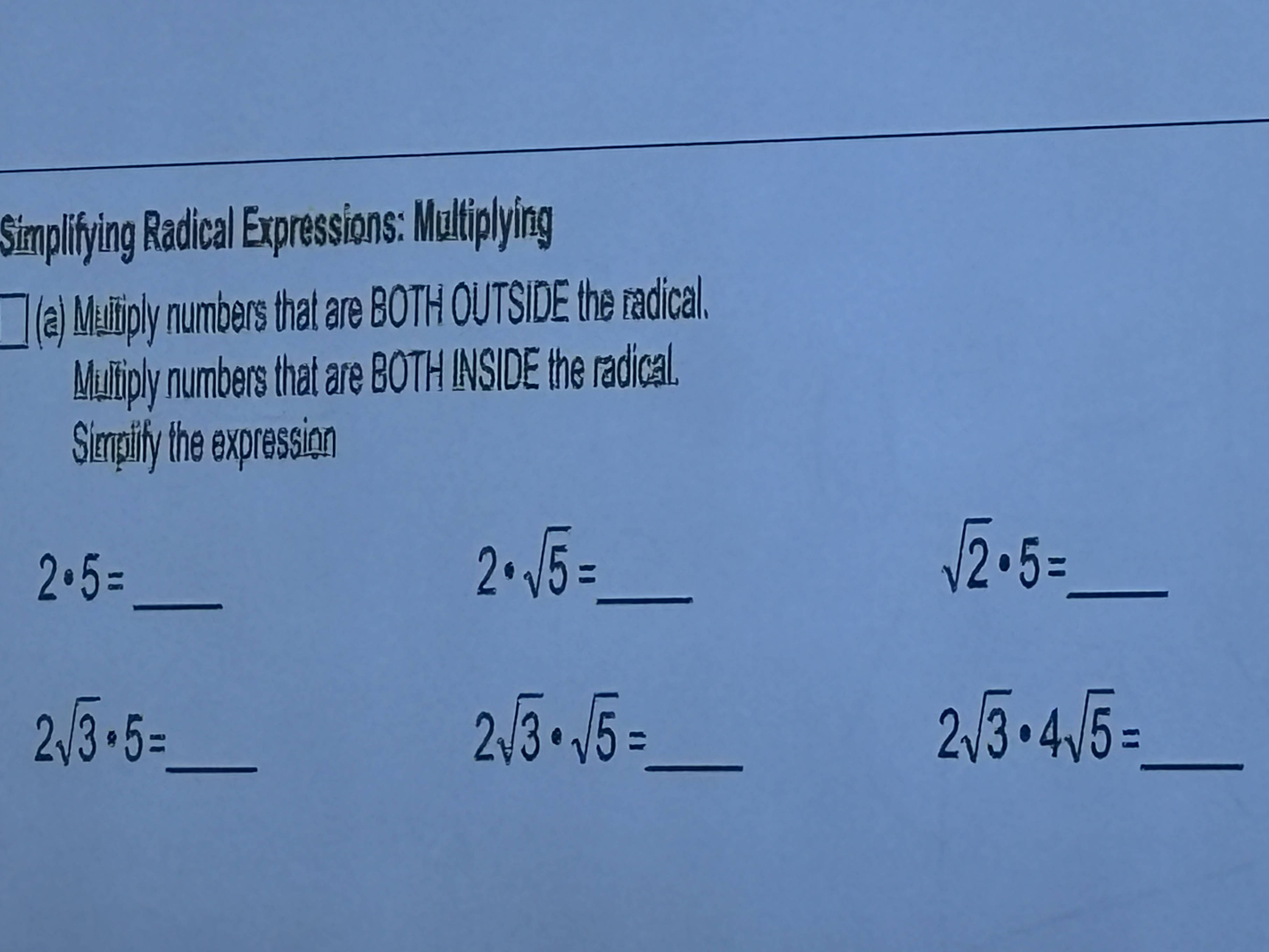 Simplifying Radical Expressions: Multiplying | StudyX