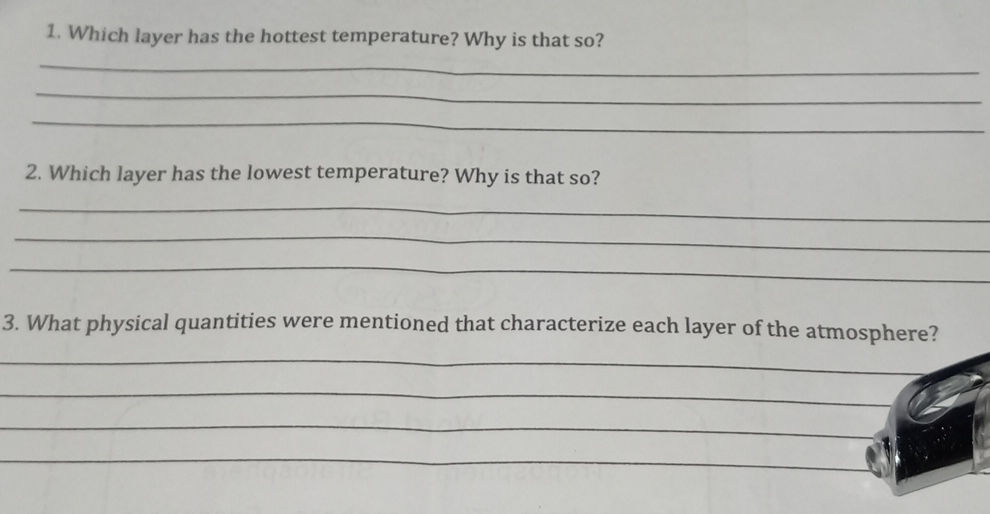 1. Which layer has the hottest temperature? | StudyX