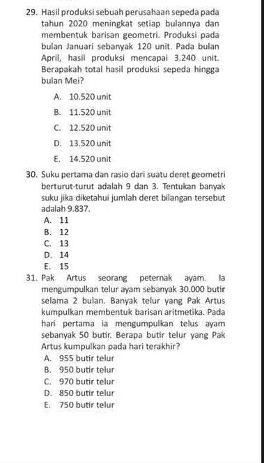 29. Hasil produksi sebuah perusahaan sepeda | StudyX
