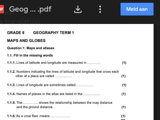 GRADE 8 GEOGRAPHY TERM 1 MAPS AND GLOBES
