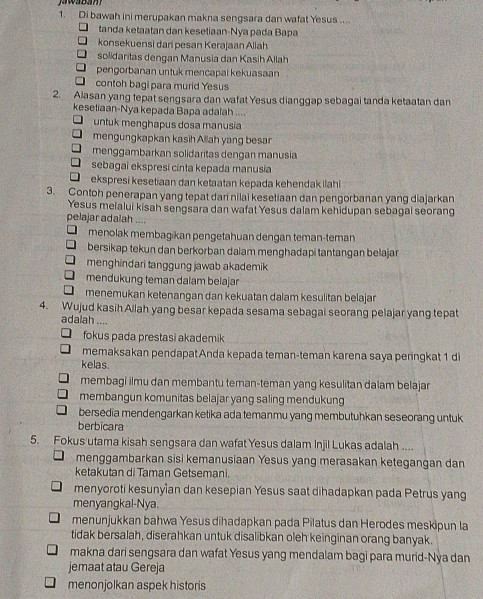 1. Di bawah ini merupakan makna sengsara dan | StudyX