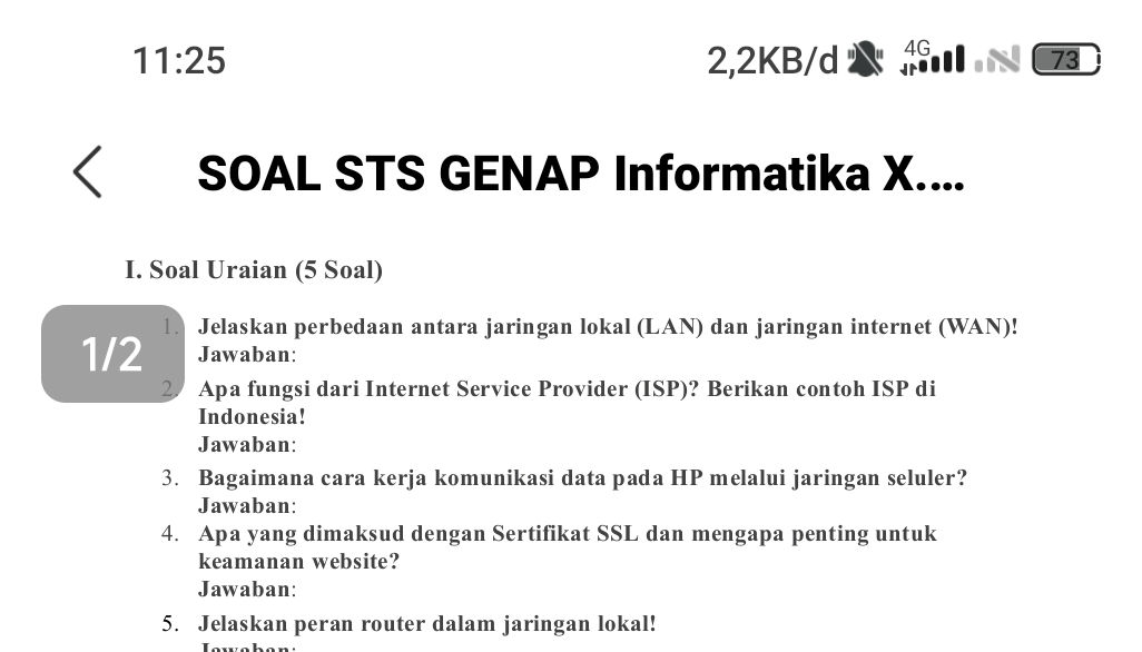 1. Jelaskan perbedaan antara jaringan lokal | StudyX