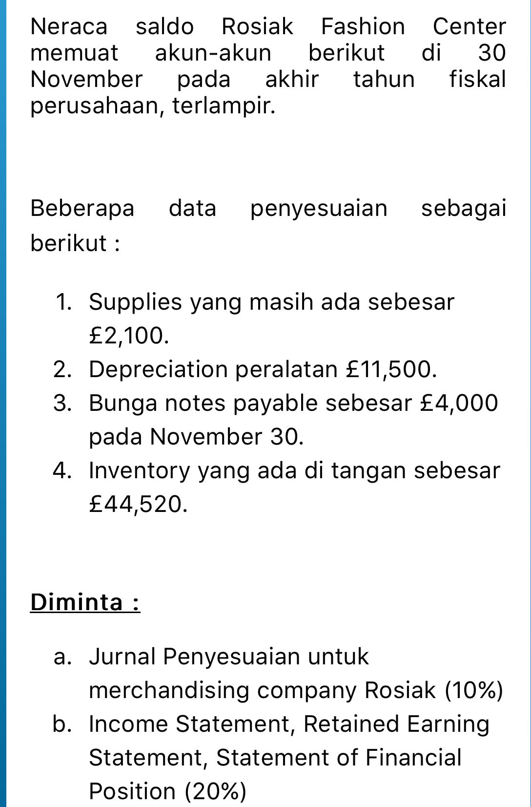 Neraca saldo Rosiak Fashion Center memuat | StudyX