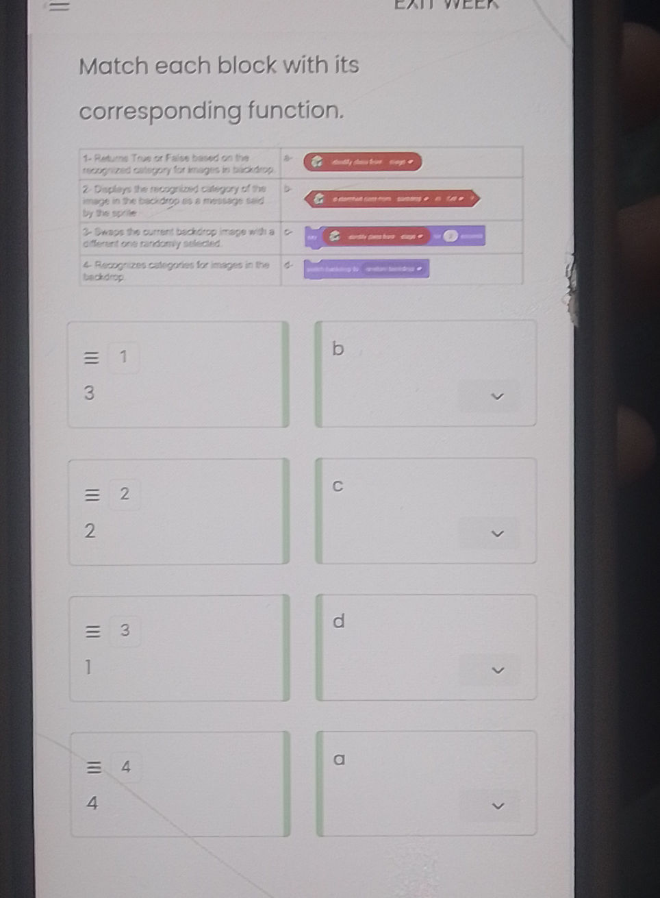 Match each block with its corresponding | StudyX