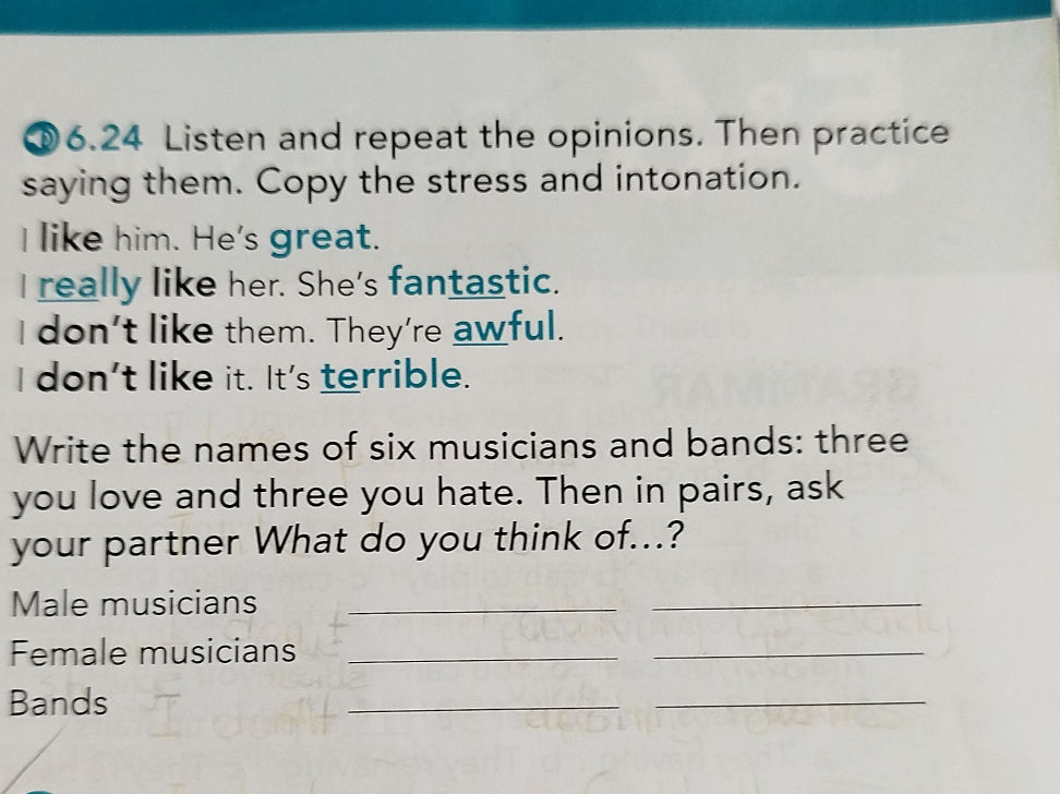6.24 Listen and repeat the opinions. Then | StudyX