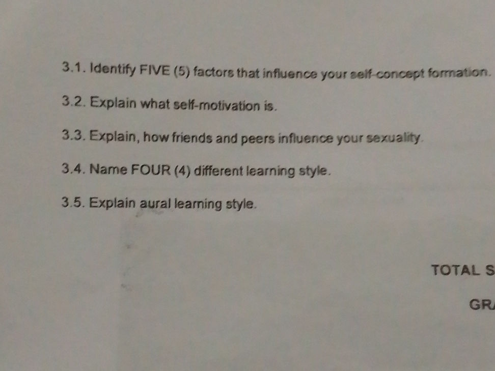 3.1. Identify FIVE (5) factors that | StudyX