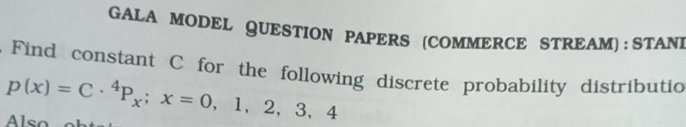 Find constant C for the following discrete | StudyX