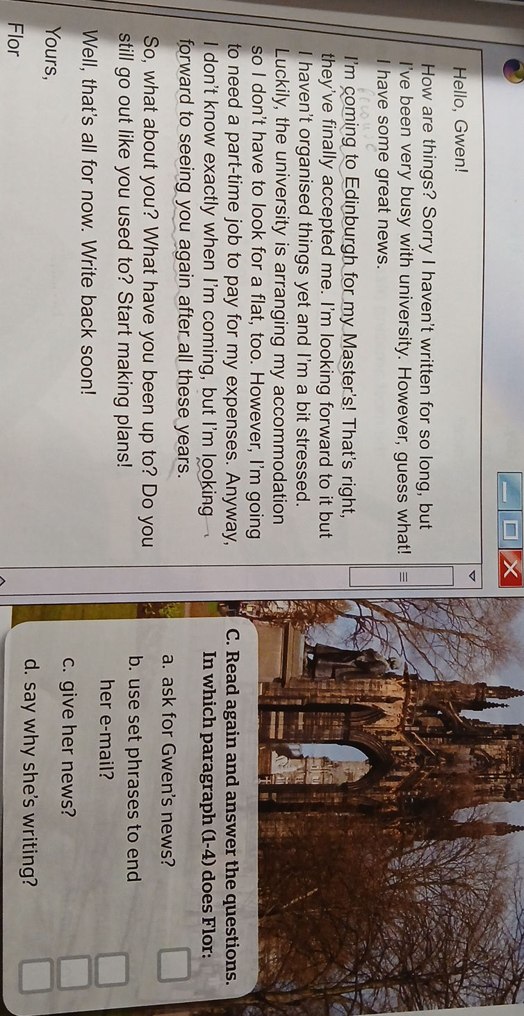 C. Read again and answer the questions. In | StudyX