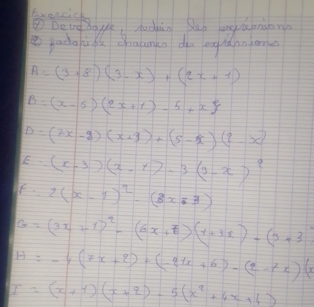 Exercice 7. Developpe, reduis les | StudyX