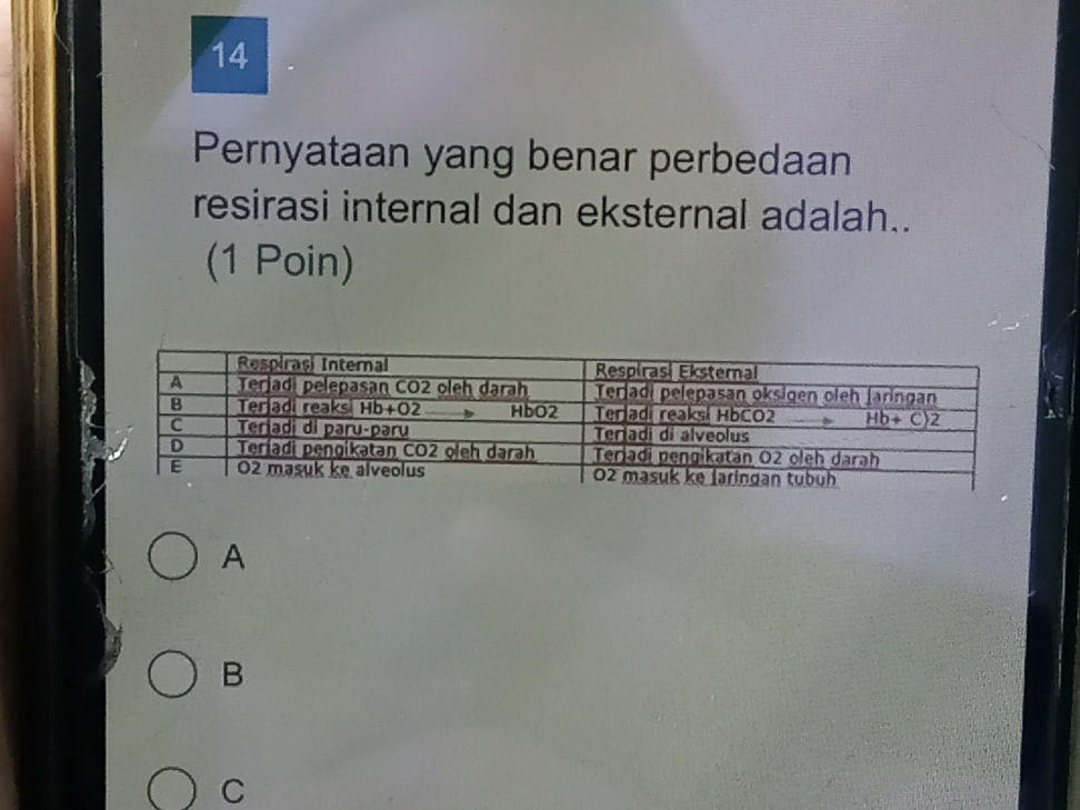 Pernyataan yang benar perbedaan resirasi | StudyX