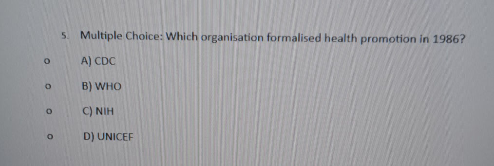 5. Multiple Choice: Which organisation | StudyX