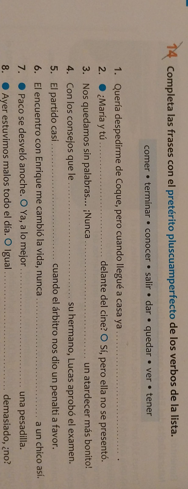 Completa las frases con el pretérito | StudyX