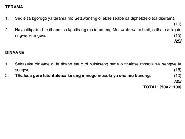 TERAMA 1. Sedisisa kgorogo ya terama mo
