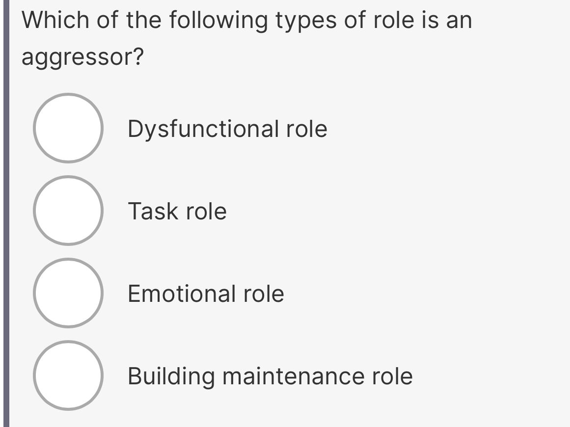 Which of the following types of role is an | StudyX