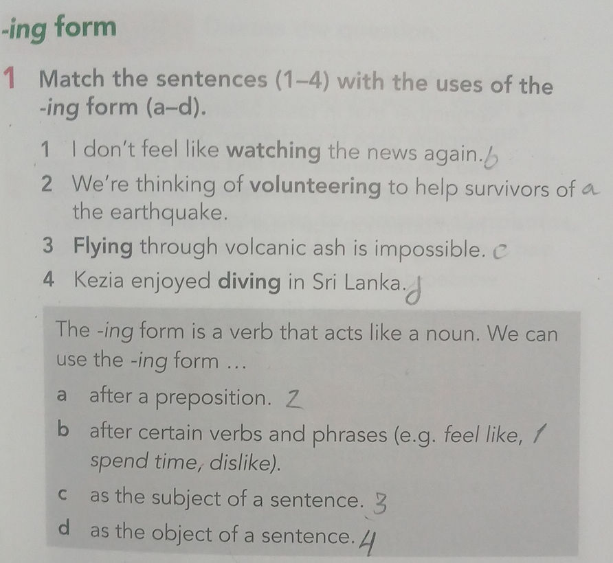 1 Match the sentences (1-4) with the uses of | StudyX