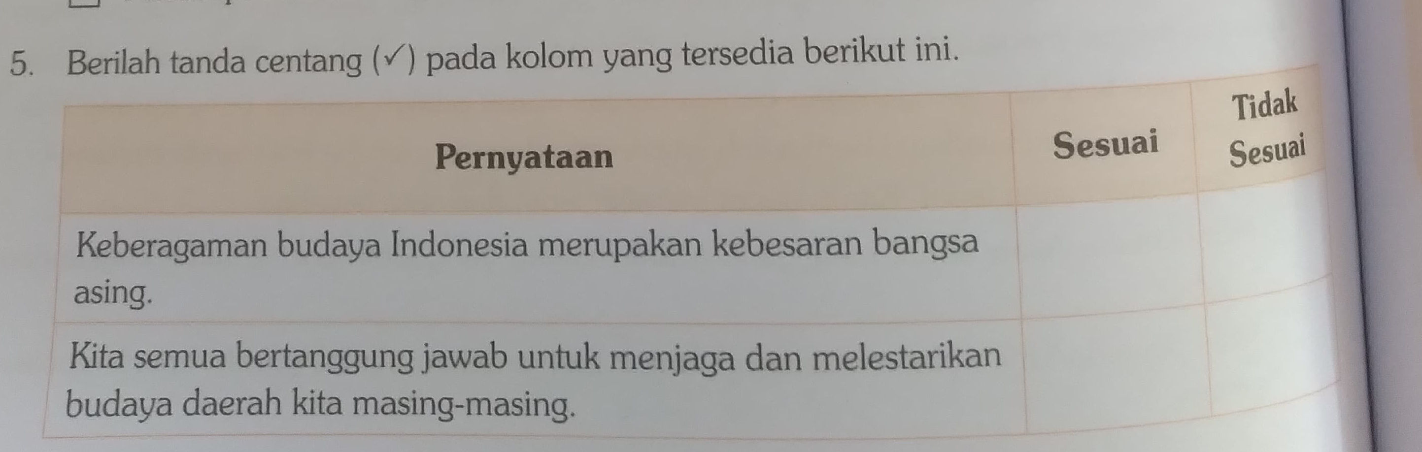 5. Berilah tanda centang ( ) pada kolom yang | StudyX
