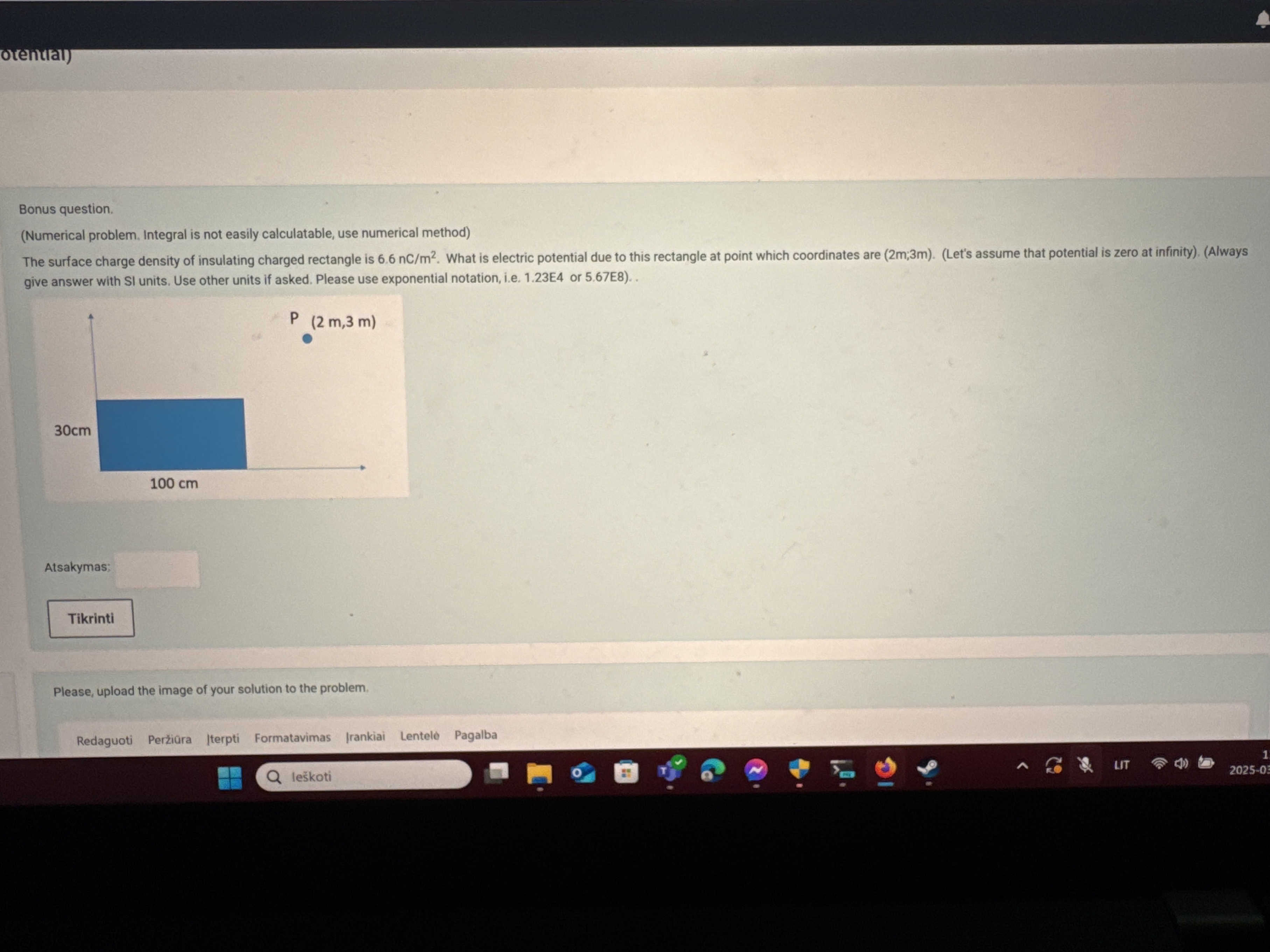 Bonus question. (Numerical problem. Integral | StudyX