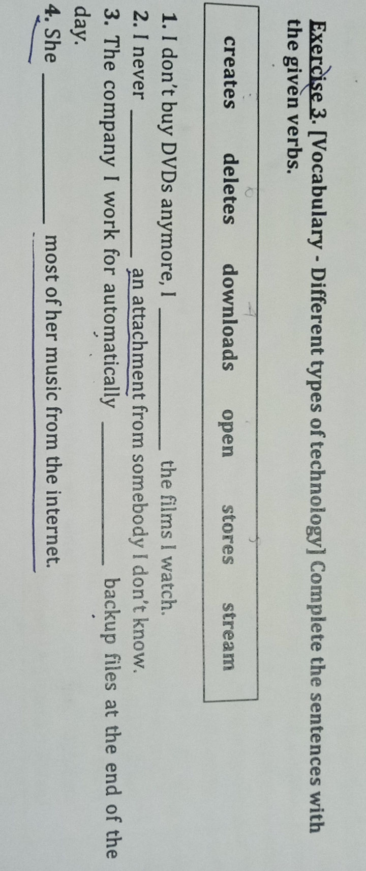 Exercise 3. [Vocabulary - Different types of | StudyX