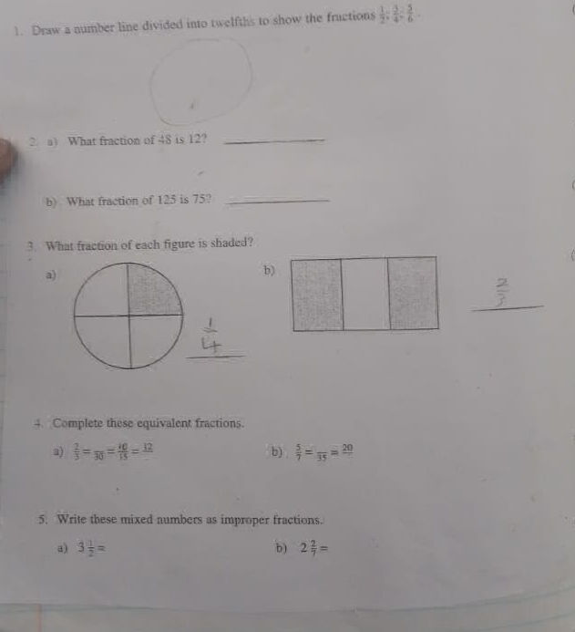 1. Draw a number line divided into twelfths | StudyX