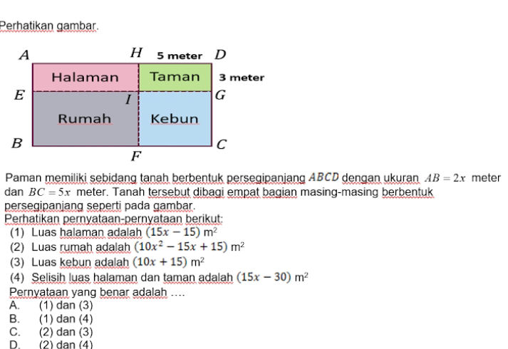 Perhatikan gambar. Paman memiliki sebidang | StudyX