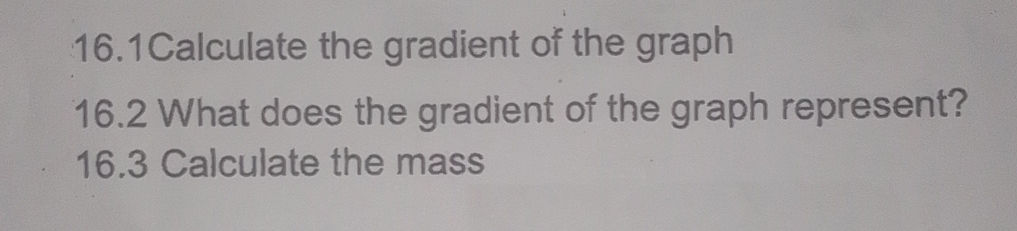 16.1 Calculate the gradient of the graph