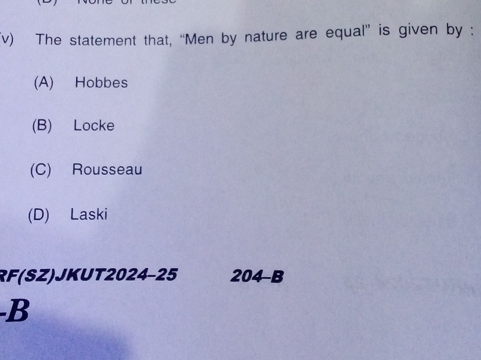 (v) The statement that, "Men by nature are | StudyX