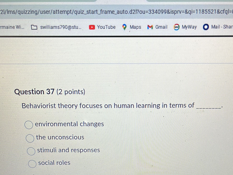 Question 37 (2 points) Behaviorist theory | StudyX
