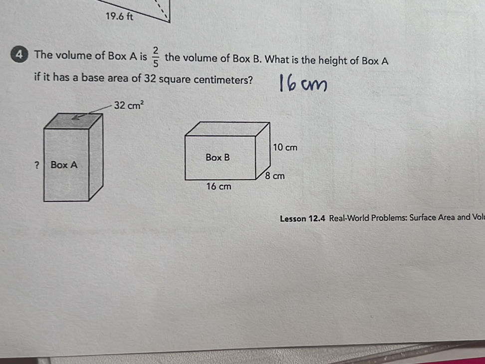 The volume of Box A is $ {2}{5}$ the volume | StudyX