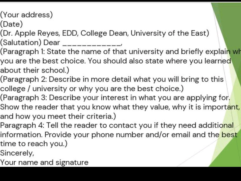(Your address) (Date) (Dr. Apple Reyes, EDD, | StudyX