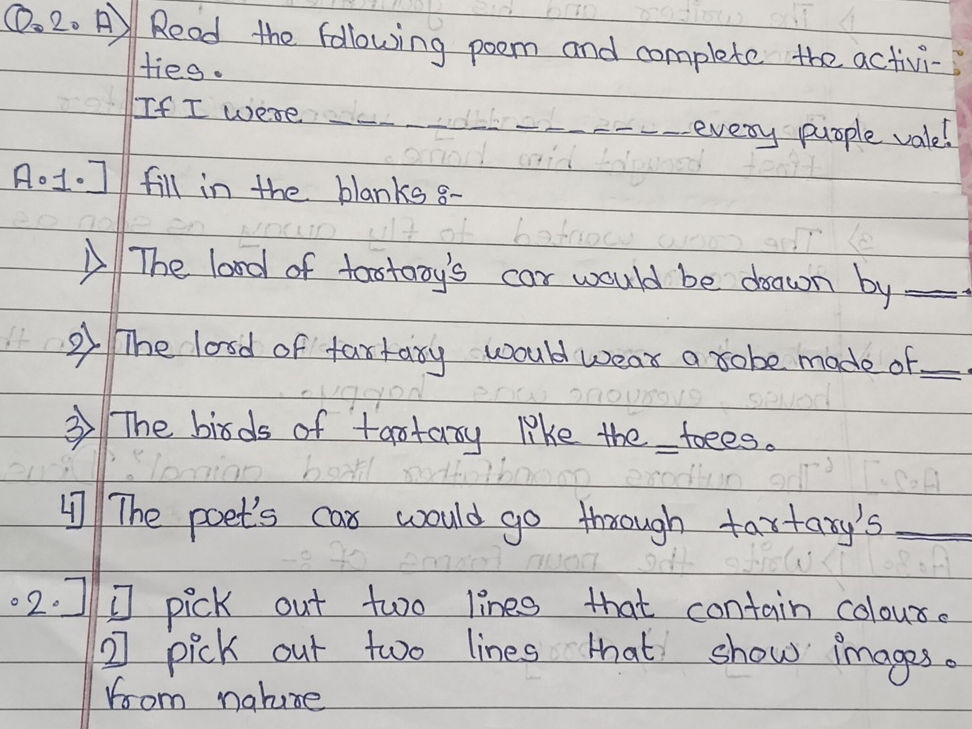 Q. 2. A) Read the following poem and | StudyX