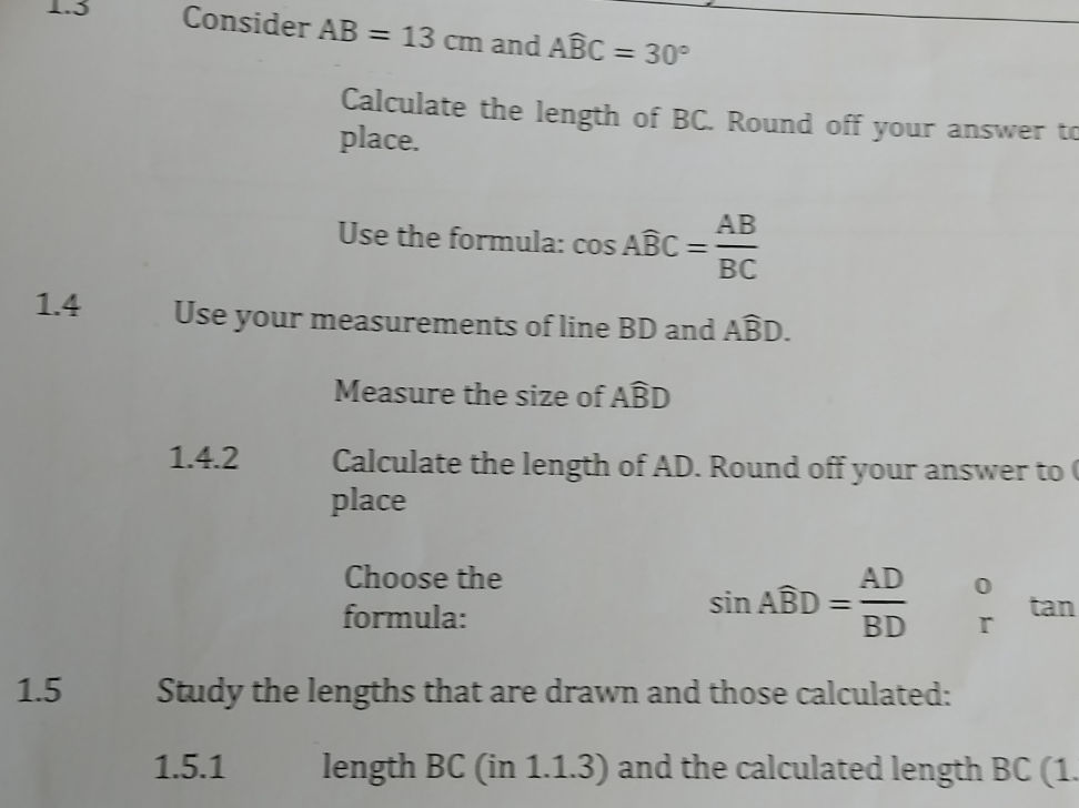 1.3 Consider AB = 13 cm and ABC = 30° | StudyX