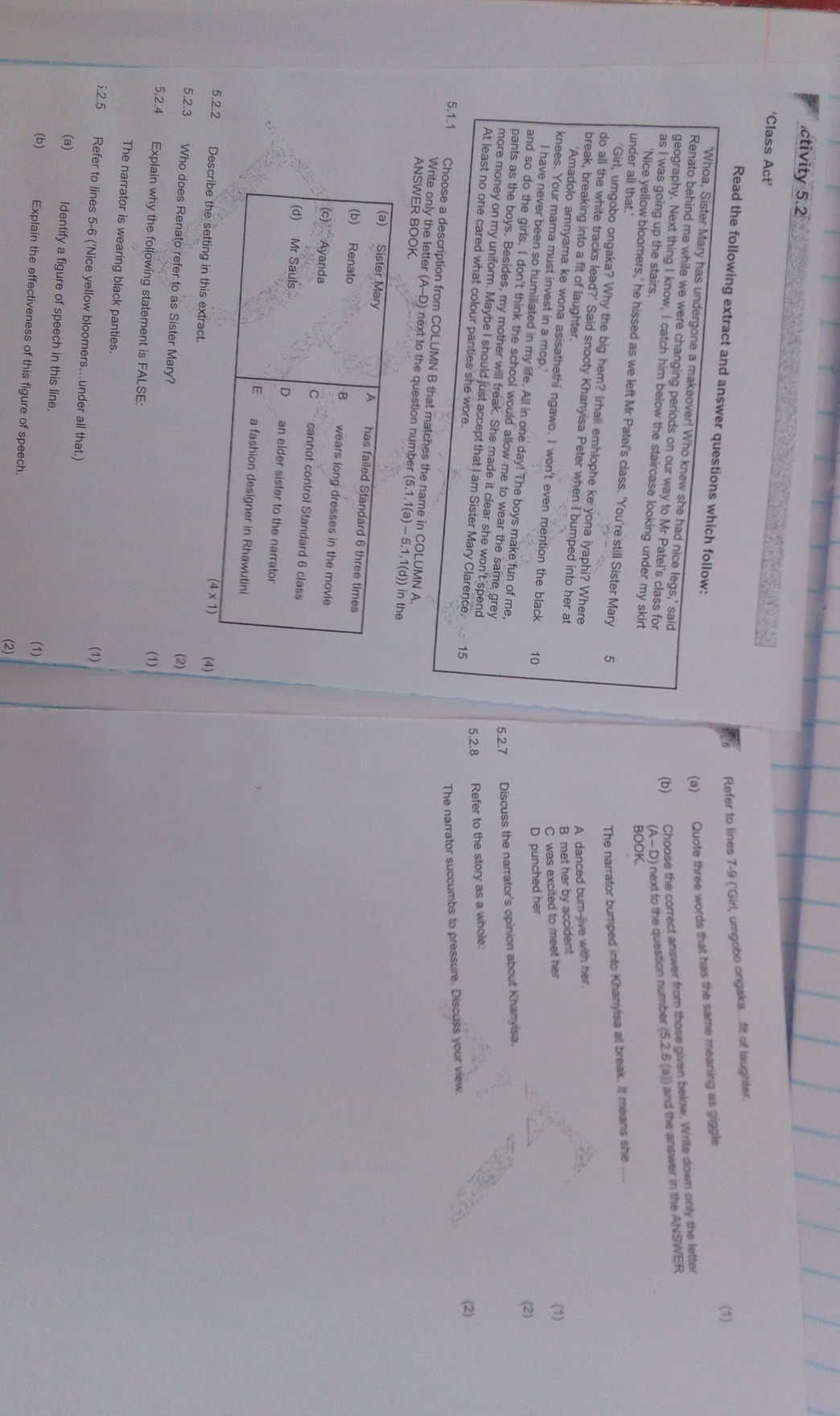 Refer to lines 7-9 ('Girl, umgobo | StudyX