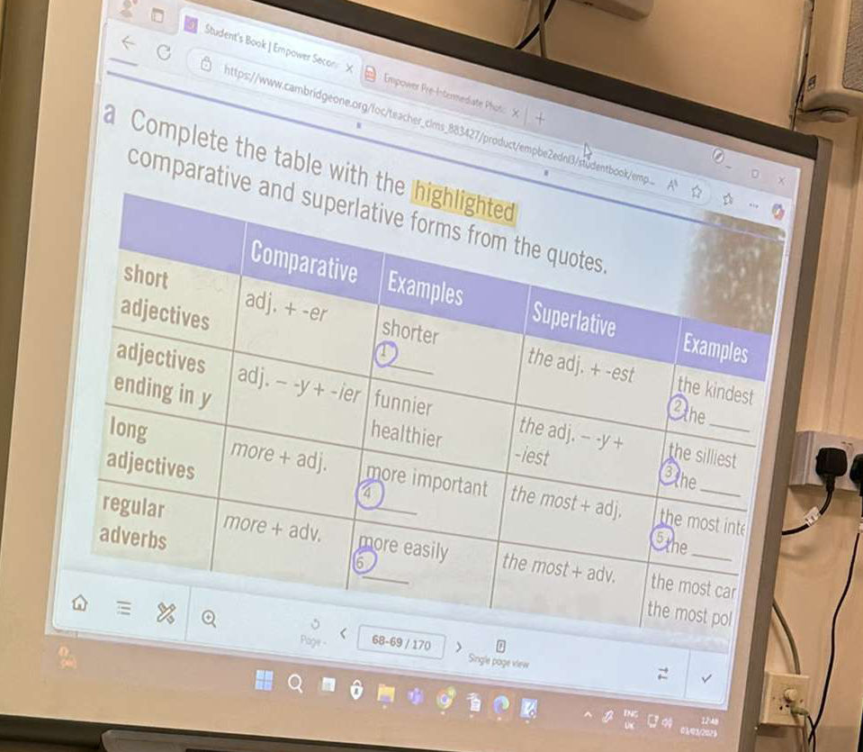Complete the table with the comparative and | StudyX