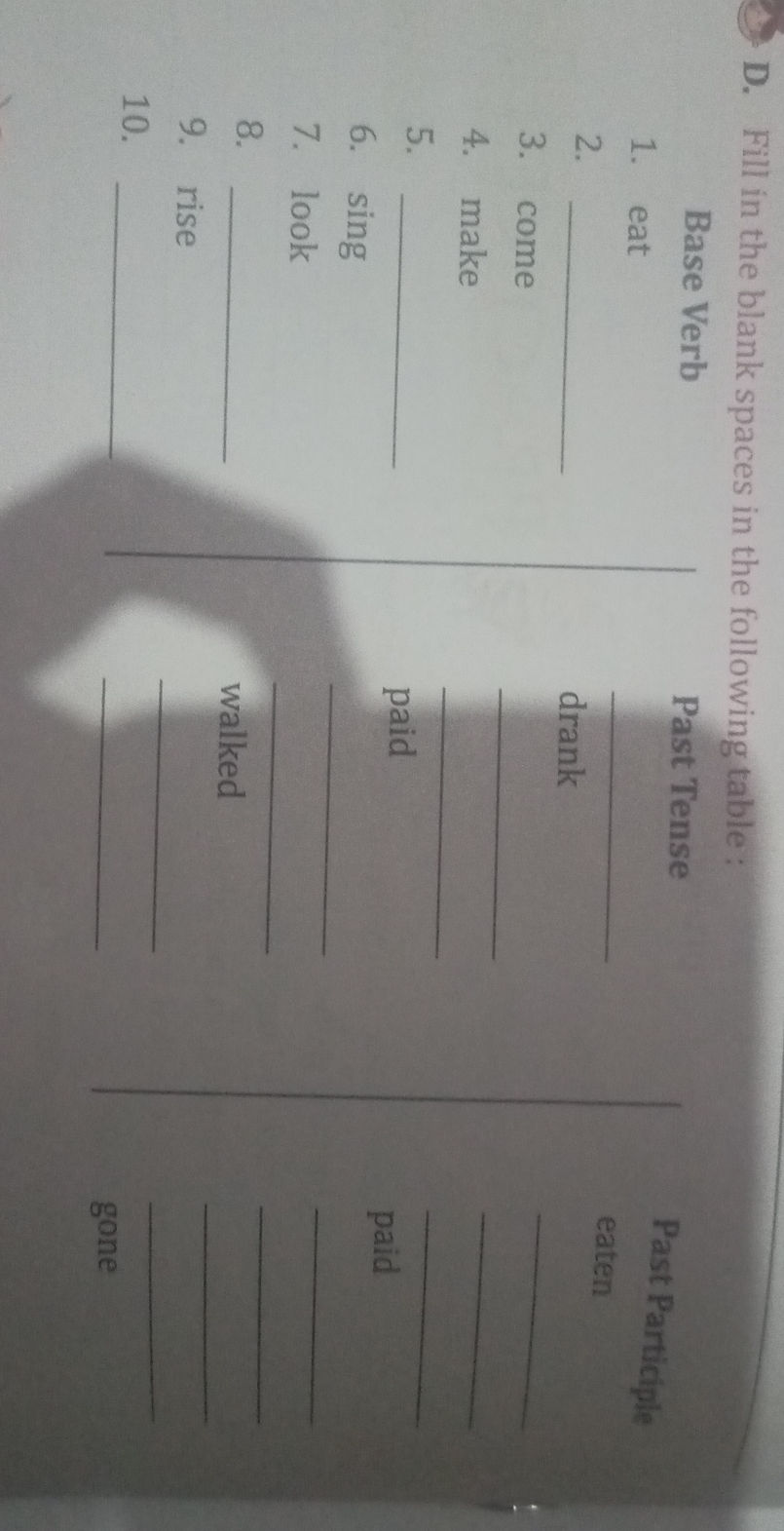 Fill in the blank spaces in the following | StudyX