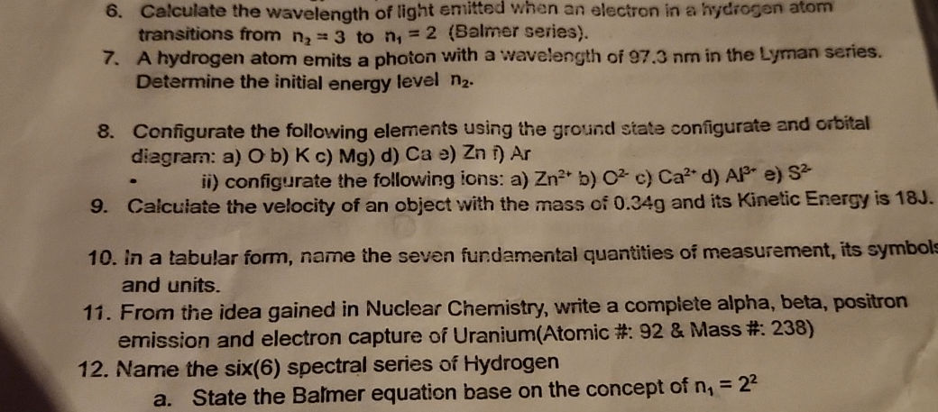 6. Calculate the wavelength of light emitted | StudyX