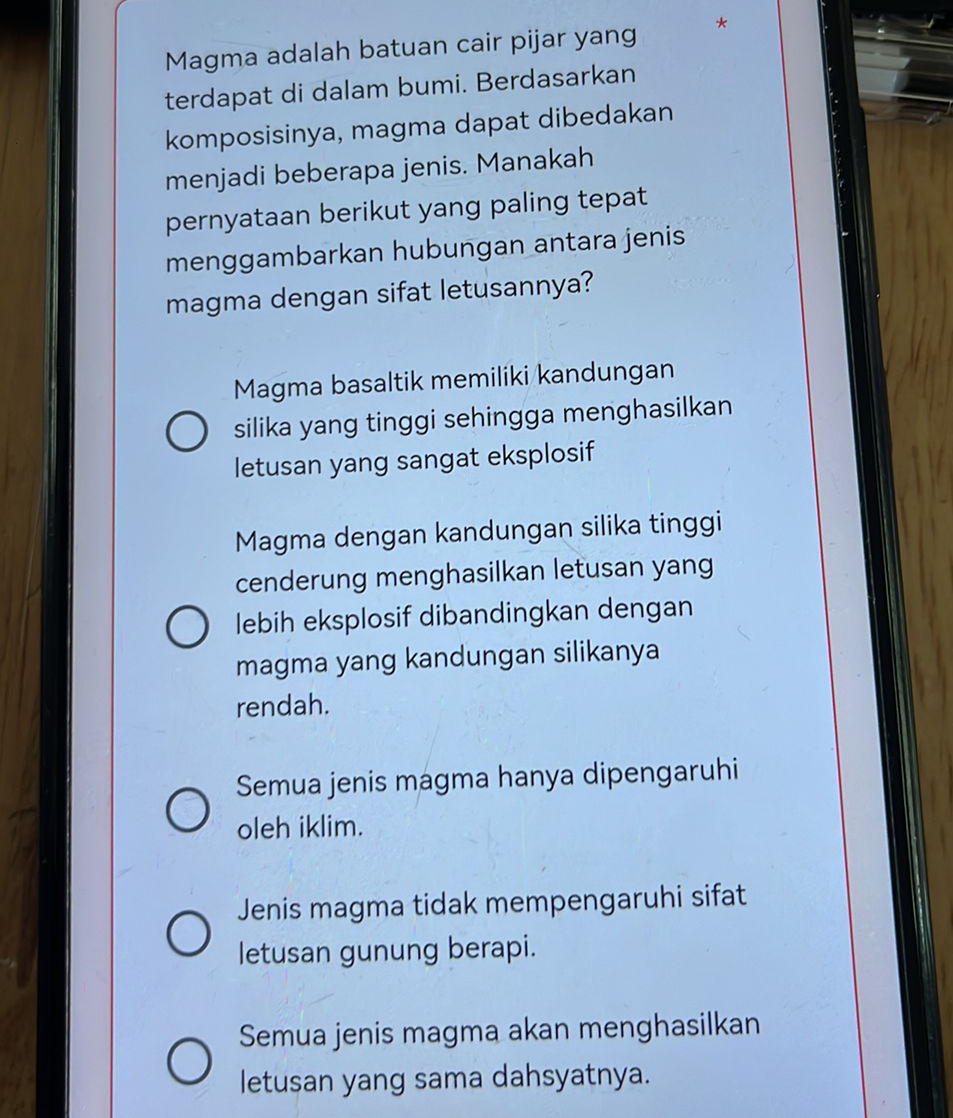 Magma adalah batuan cair pijar yang terdapat | StudyX