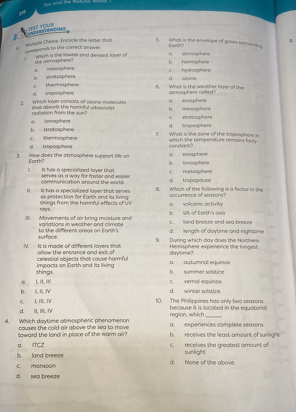 Multiple Choice. Encircle the letter that | StudyX