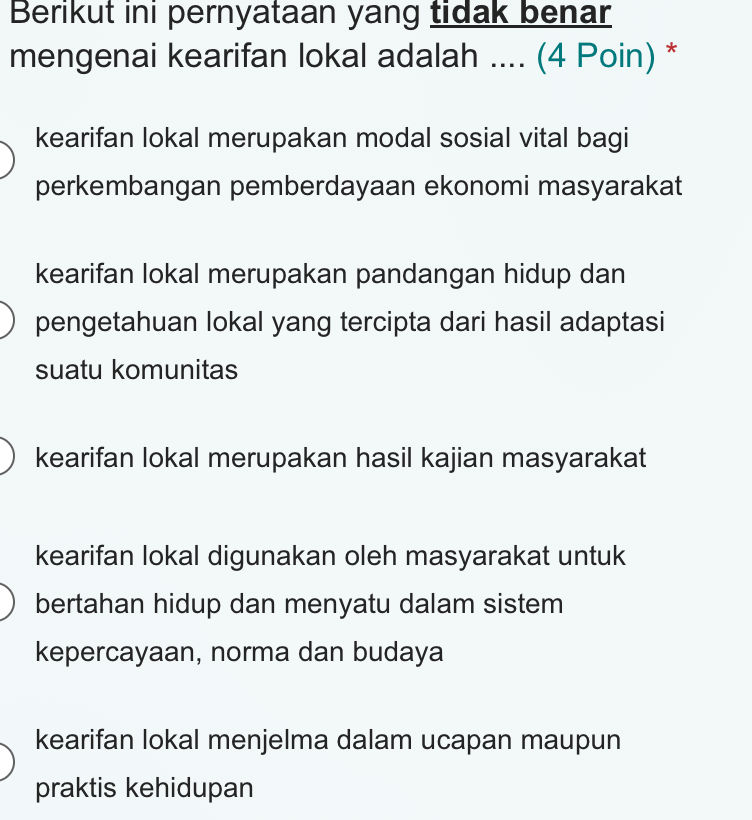 Berikut ini pernyataan yang tidak benar | StudyX