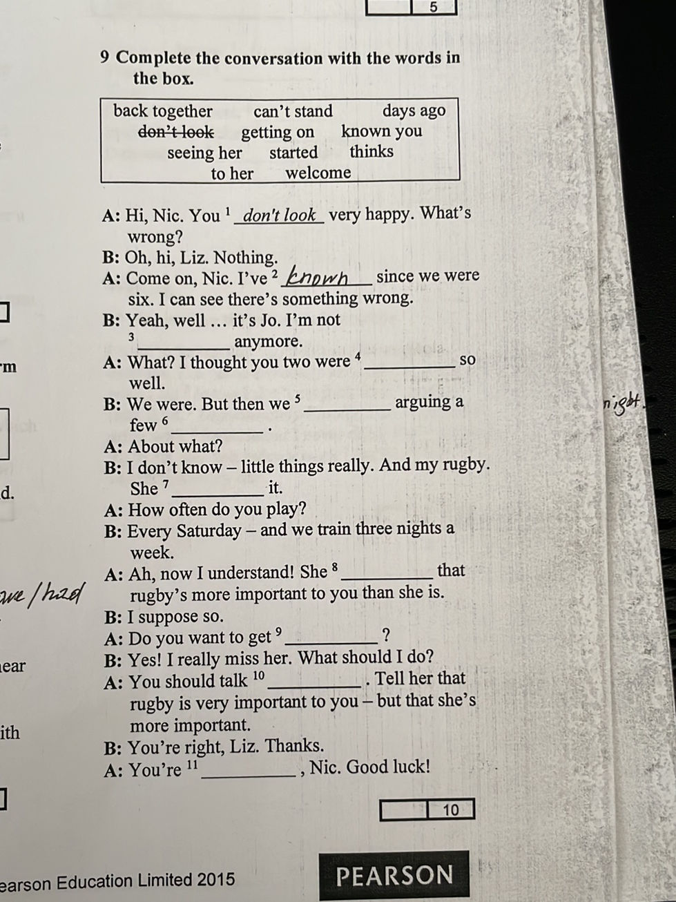 9 Complete the conversation with the words | StudyX