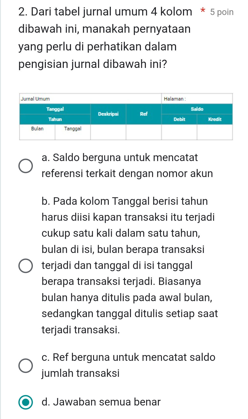 2. Dari tabel jurnal umum 4 kolom dibawah | StudyX