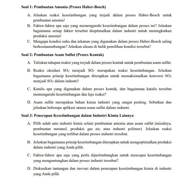 Soal 1: Pembuatan Amonia (Proses | StudyX