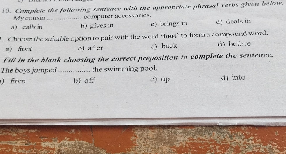 10. Complete the following sentence with the | StudyX