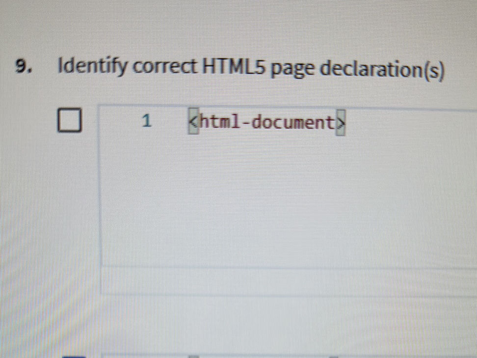 9. Identify correct HTML5 page | StudyX