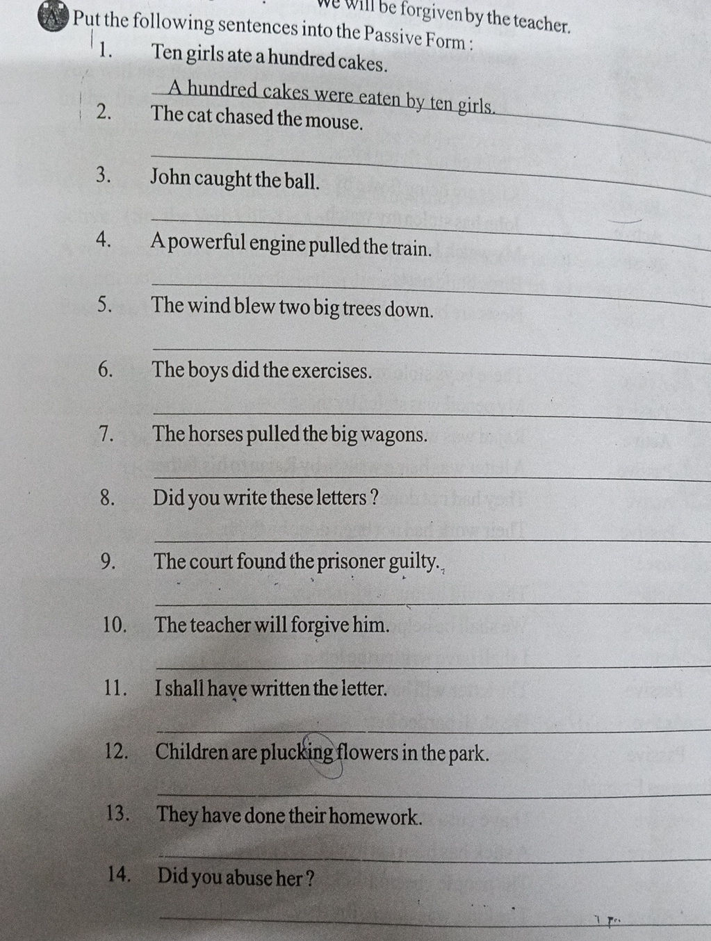 Put the following sentences into the Passive | StudyX