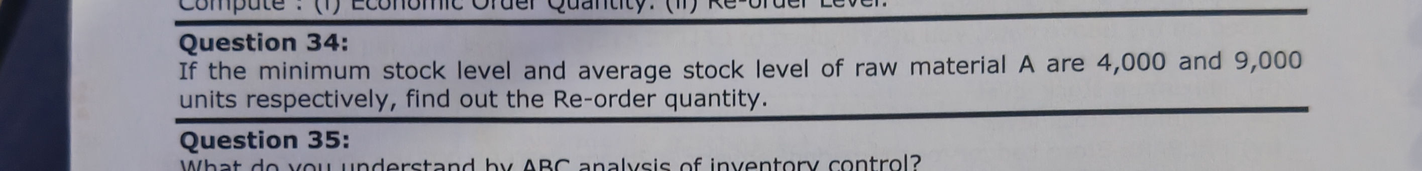 Question 34: If the minimum stock level and | StudyX