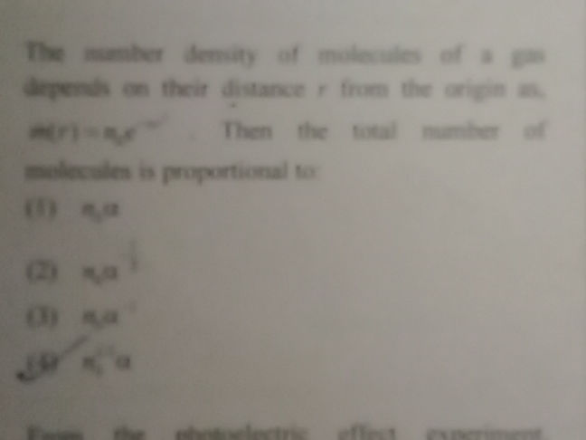 The number density of molecules of a gas | StudyX