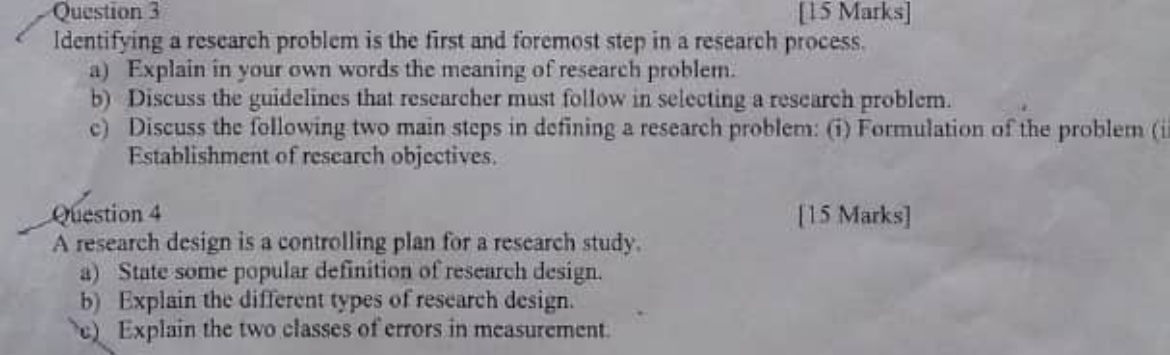 Question 3 [15 Marks] Identifying a research | StudyX