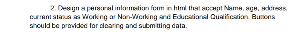 2. Design a personal information form in | StudyX